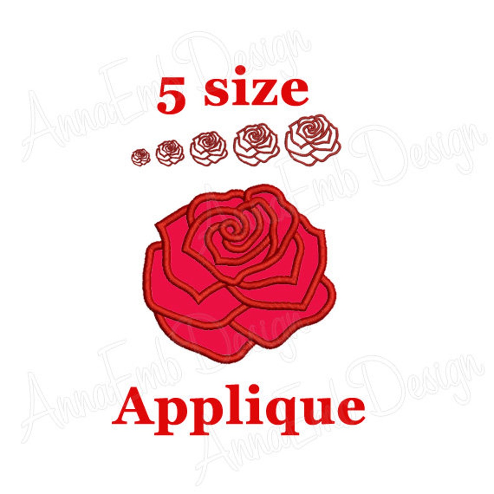 Rose Applique Embroidery Design. Flower Applique Design. - Etsy