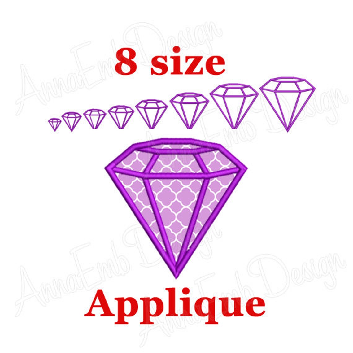 Diamond Applique Embroidery Design. Diamond Embroidery Design. - Etsy