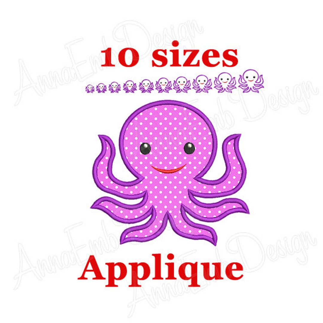 Octopus Applique Embroidery Design. Octopus Mini Embroidery Design ...