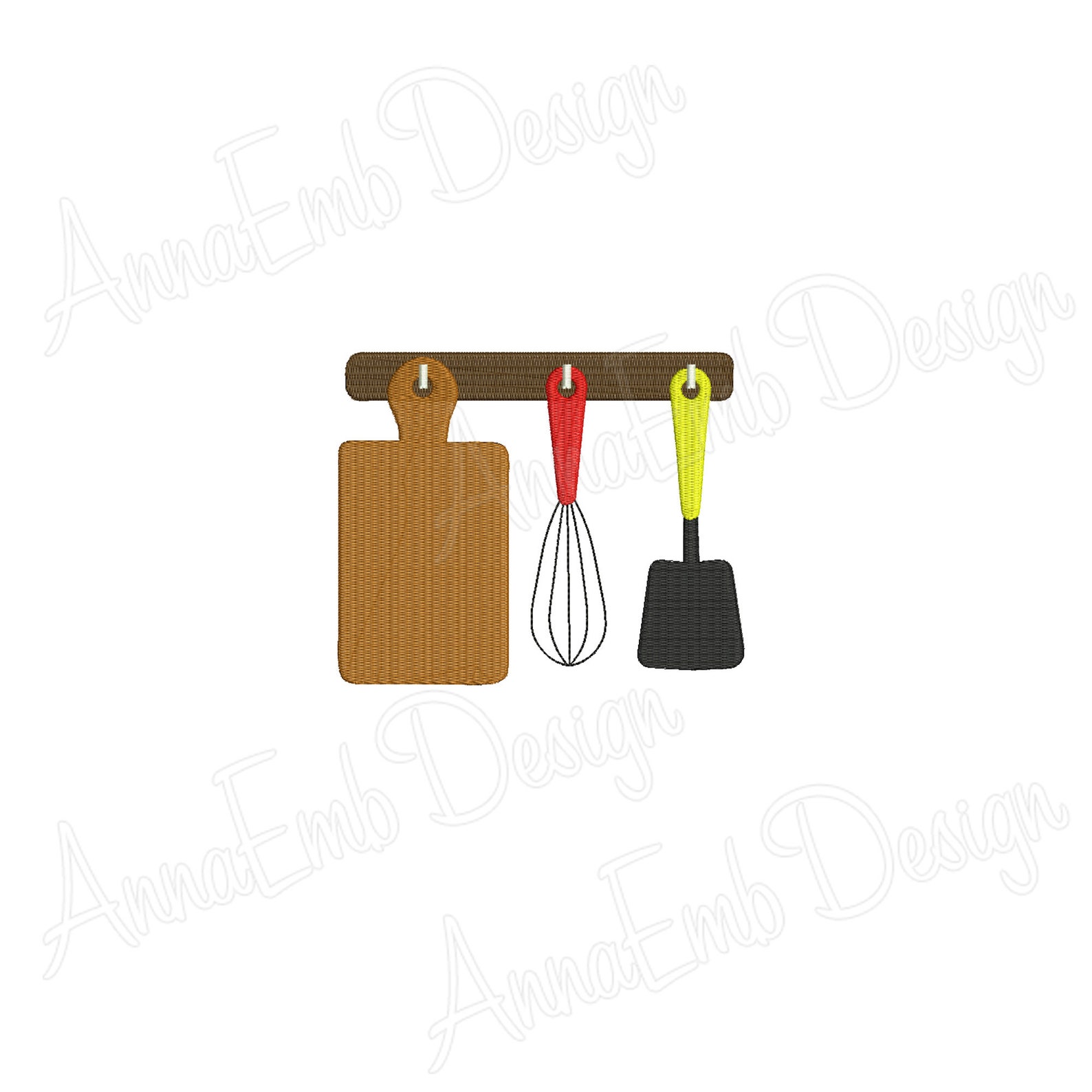 Kitchen Utensils Embroidery Design. Split Utensils Embroidery. Bakers ...