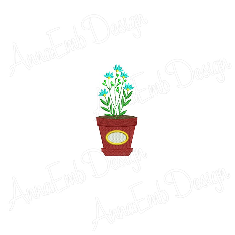 Pot Plant Embroidery Design. Flower Embroidery Design. Flower - Etsy