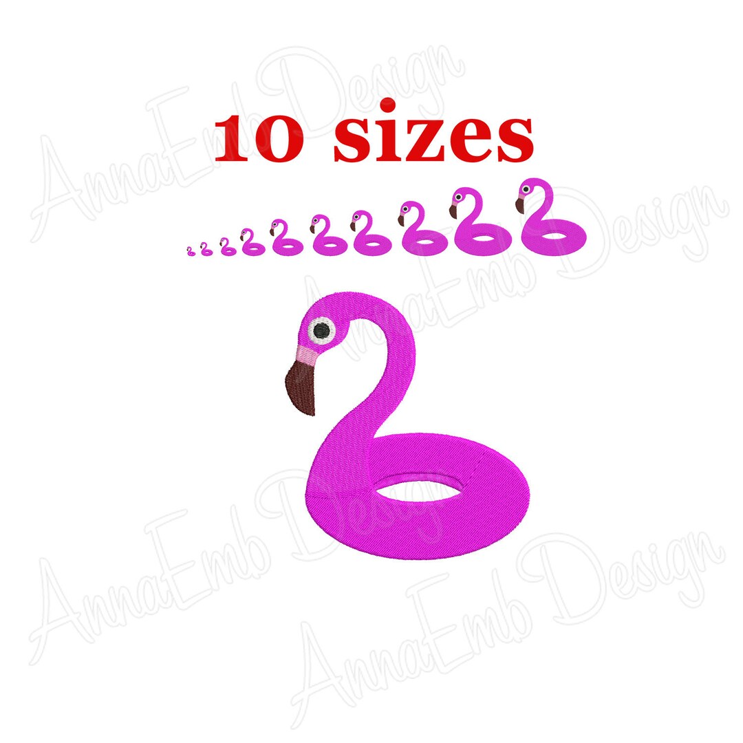 Flamingo Rubber Ring Embroidery Design. Flamingo Silhouette. Flamingo ...