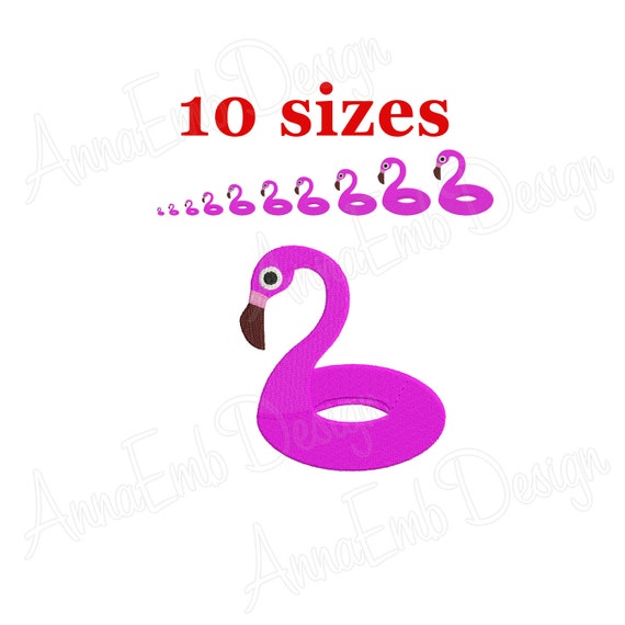 Flamingo Rubber Ring Embroidery Design. Flamingo Silhouette. | Etsy