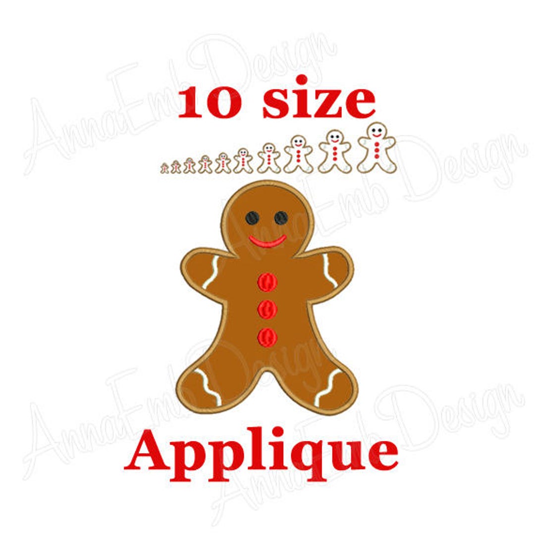 Gingerbread Man Applique Embroidery Design. Mini Gingerbread Man ...