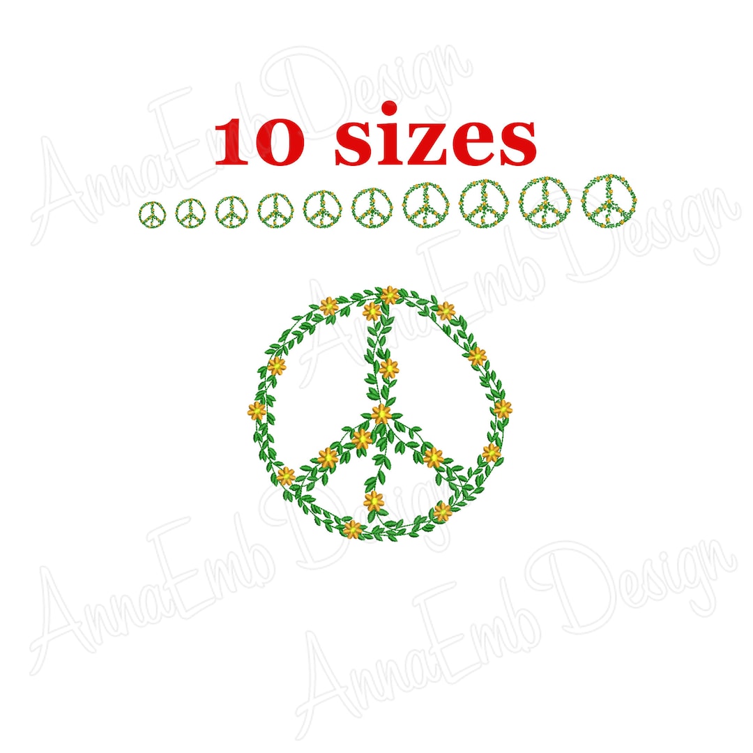 Peace Sign Embroidery Design. Mini Peace Sign. Peace Sign Flower ...
