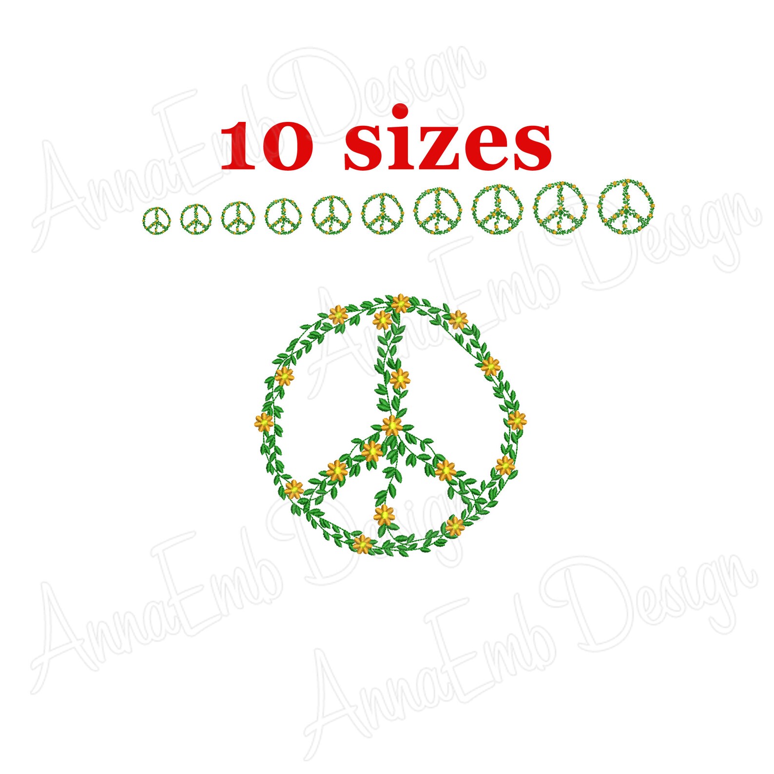 Peace Sign Embroidery Design. Mini Peace Sign. Peace Sign Flower ...