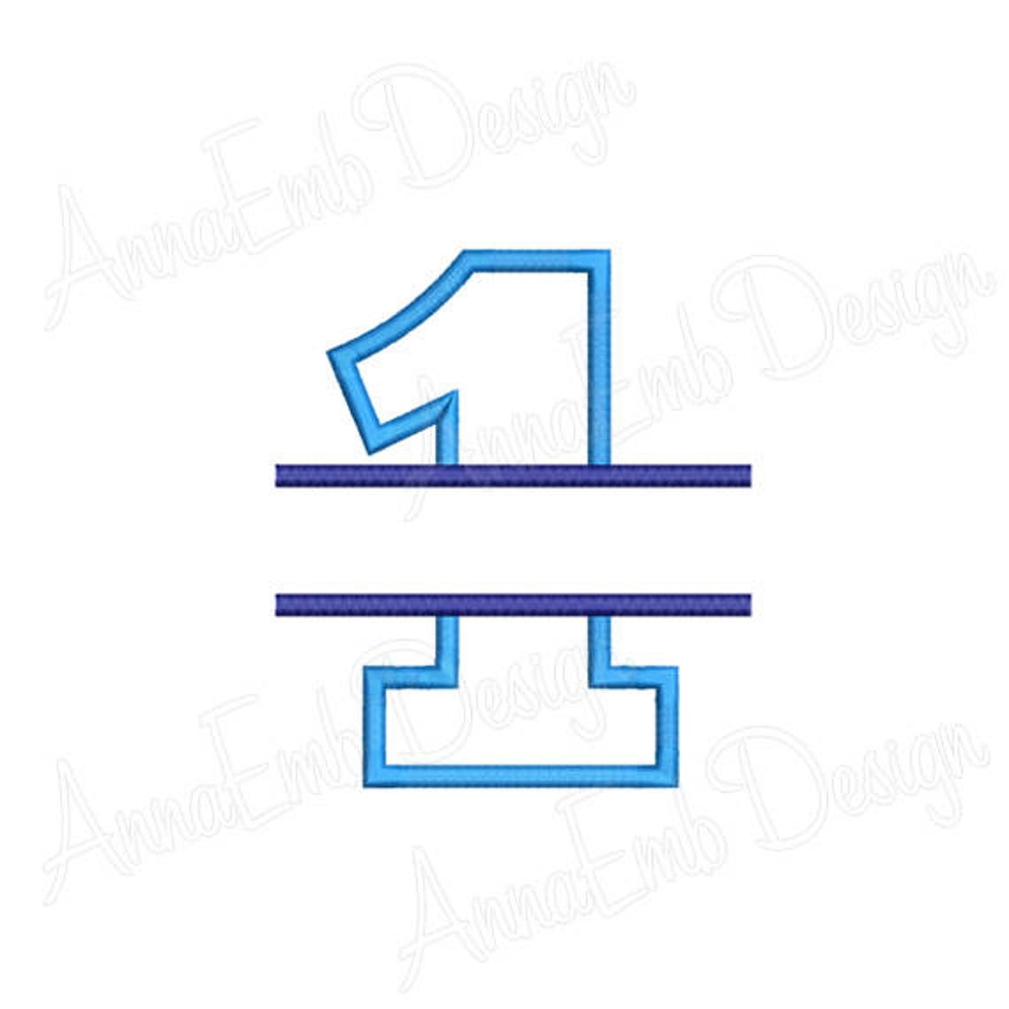 Number One Split Embroidery Design. Number 1 Applique - Etsy