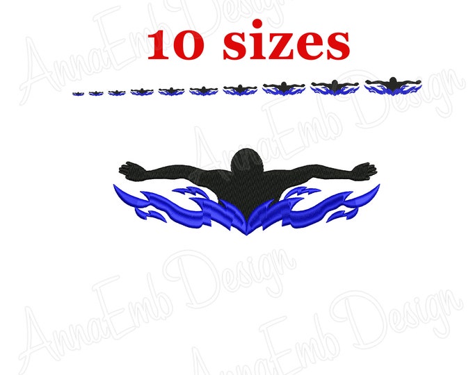 Swimmer Embroidery Design. Swimmer Mini. Machine Embroidery Design ...