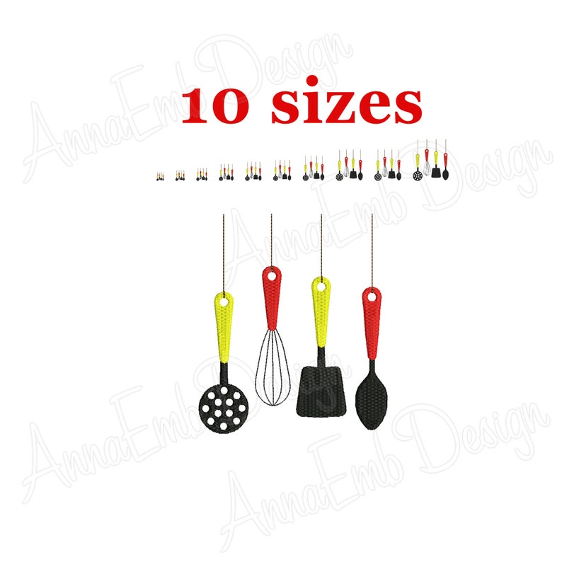 Kitchen Utensils Embroidery Design. Bakers Tools Embroidery Design ...