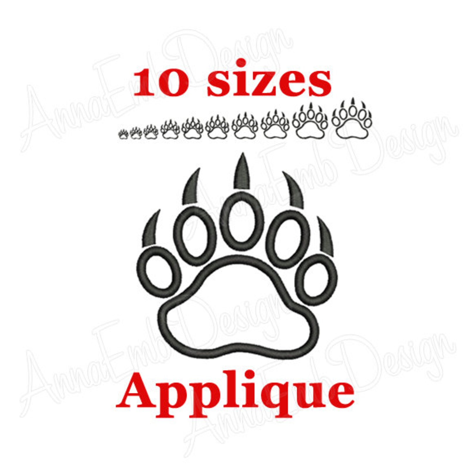Bear Paw Print Applique Embroidery Design. Bear Paw Embroidery | Etsy