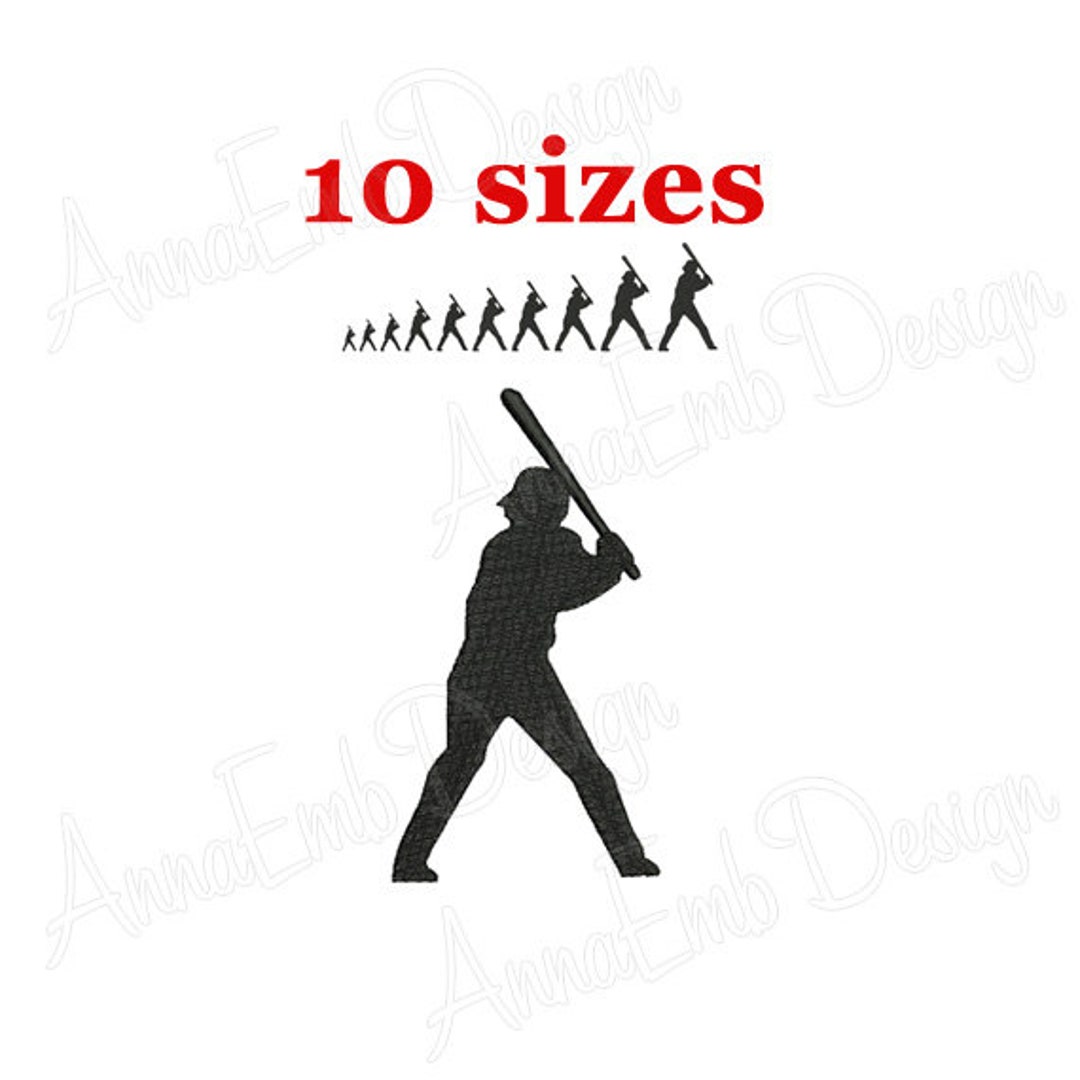 Baseball Player Embroidery Design. Baseball Player Silhouette. Baseball ...