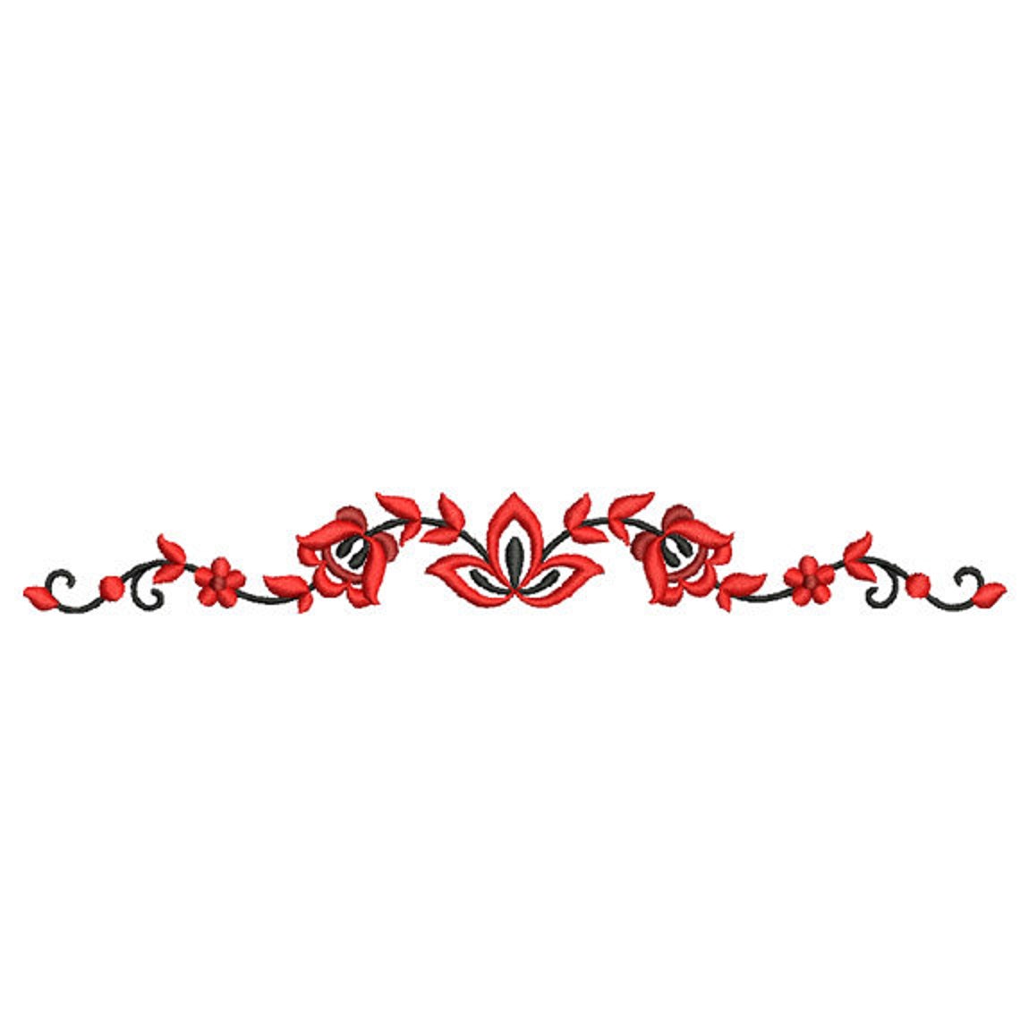 Border Embroidery Design. Floral Border. Flower Embroidery. - Etsy