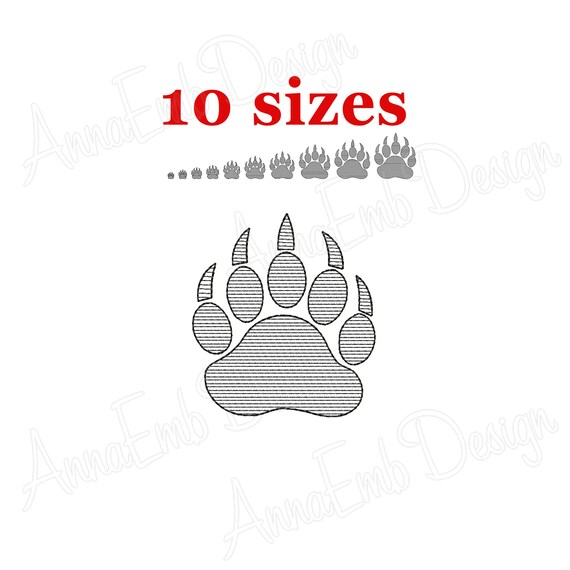 Bear Paw Sketch Embroidery Design. Paw Mini Embroidery. | Etsy