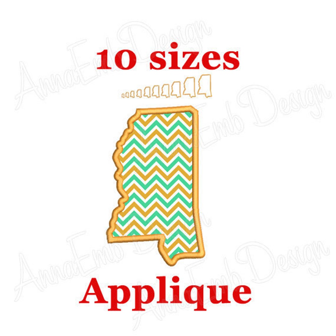 Mississippi State Applique Embroidery Design. State Applique Embroidery ...