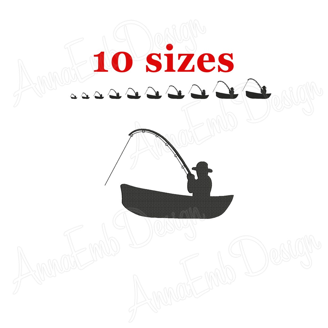 Fisherman Embroidery Design. Fishing Embroidery Design. Mini Fisherman ...