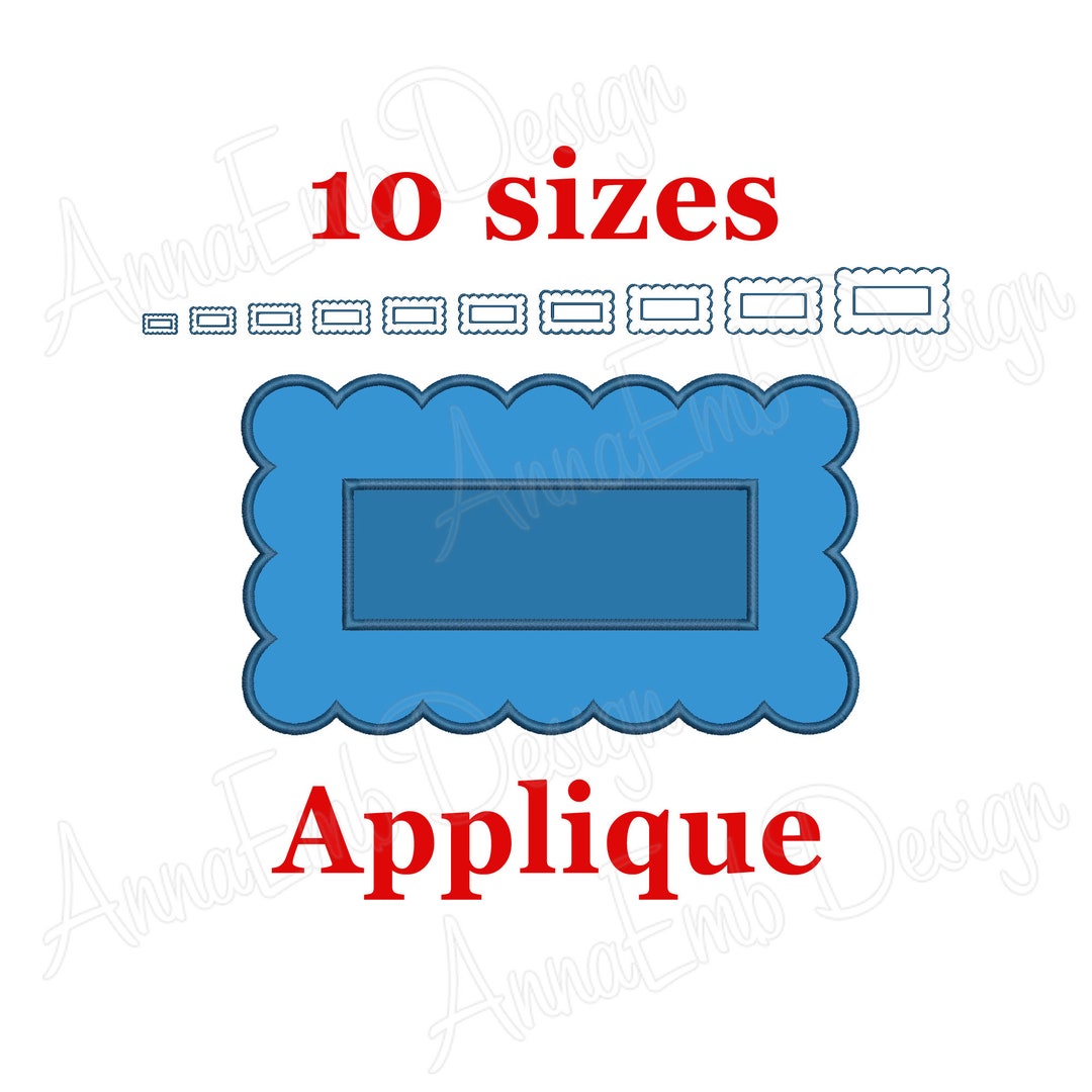 Scallop Applique Embroidery Design. Rectangle Scalloped Frame Applique ...