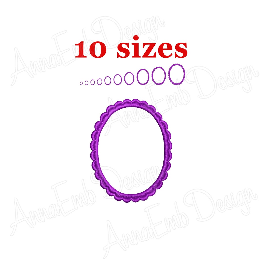 Scallop Embroidery Design. Scalloped Frame Applique Design. Circle ...