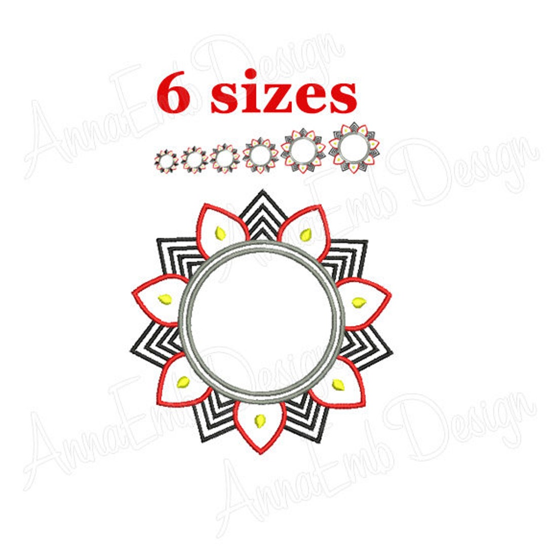 Flower Monogram Border Embroidery Design. Frame Border Embroidery ...