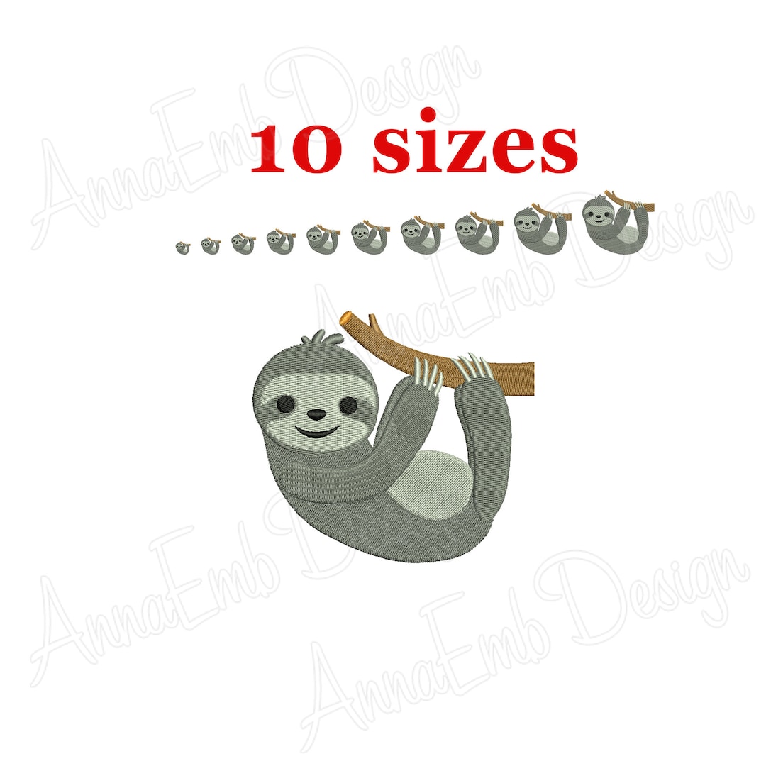 Sloth Embroidery Design. Design. Mini Sloth. Machine Embroidery Design ...