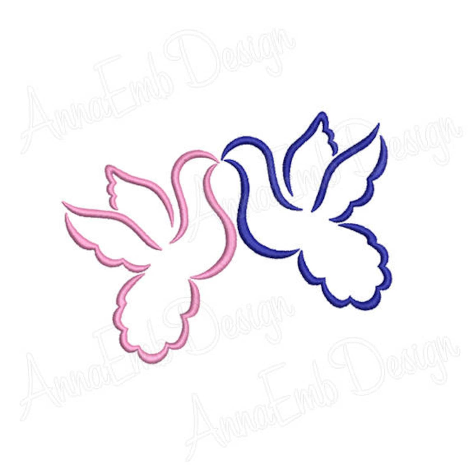 Dove Embroidery Design. Wedding Doves. Peace Embroidery - Etsy