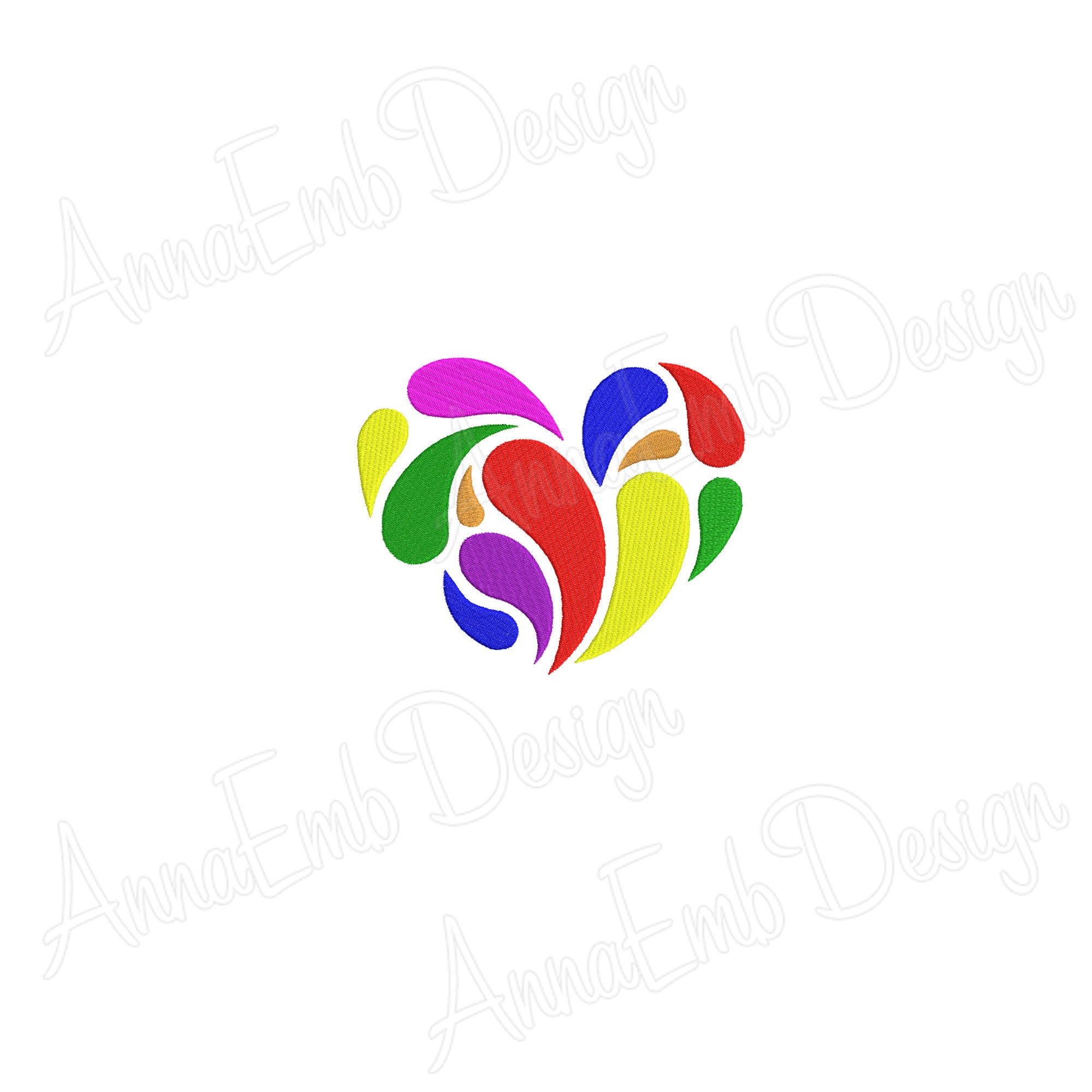 Heart Embroidery Design. Mini Heart Embroidery. Love. Rainbow Heart ...
