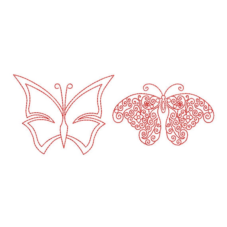Butterfly Embroidery Designs. Swirly Butterfly Redwork Machine - Etsy