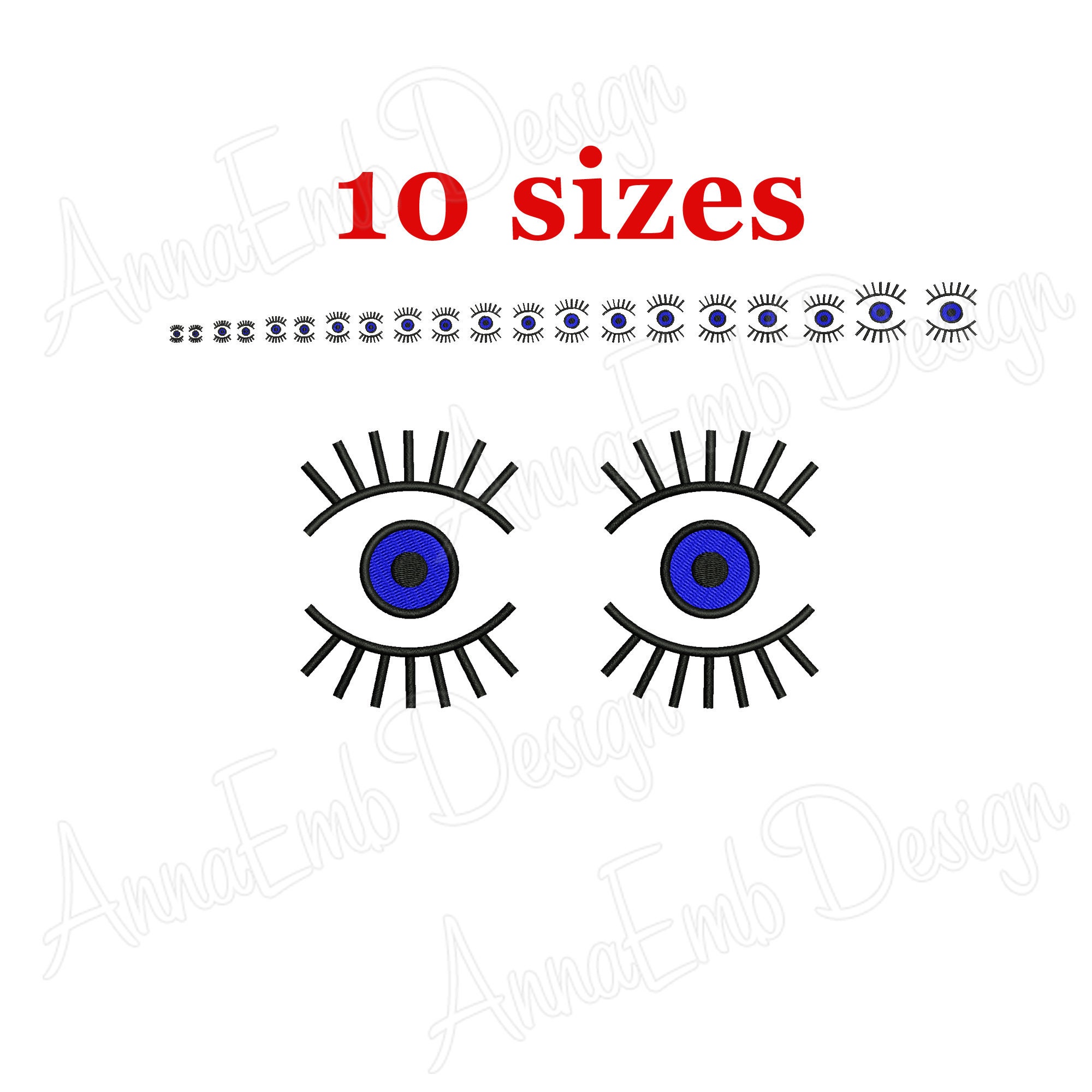 Eyes With Lashes Embroidery Design. Eyes Embroidery Design. - Etsy