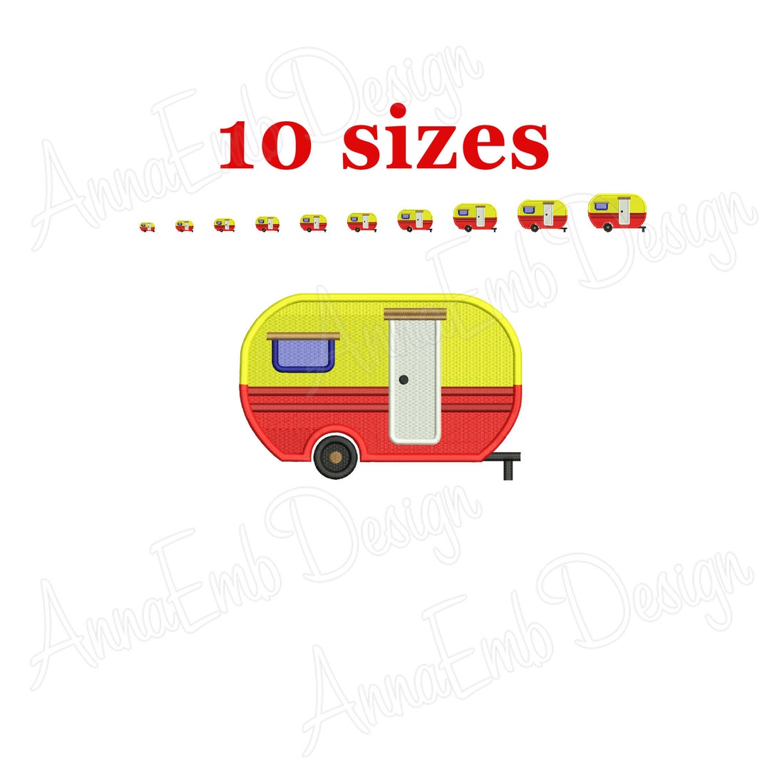 Camper Trailer Embroidery. Camping Trailer Embroidery Design. Travel ...