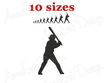 Baseball Player Embroidery Design. Baseball Player Silhouette. Baseball ...