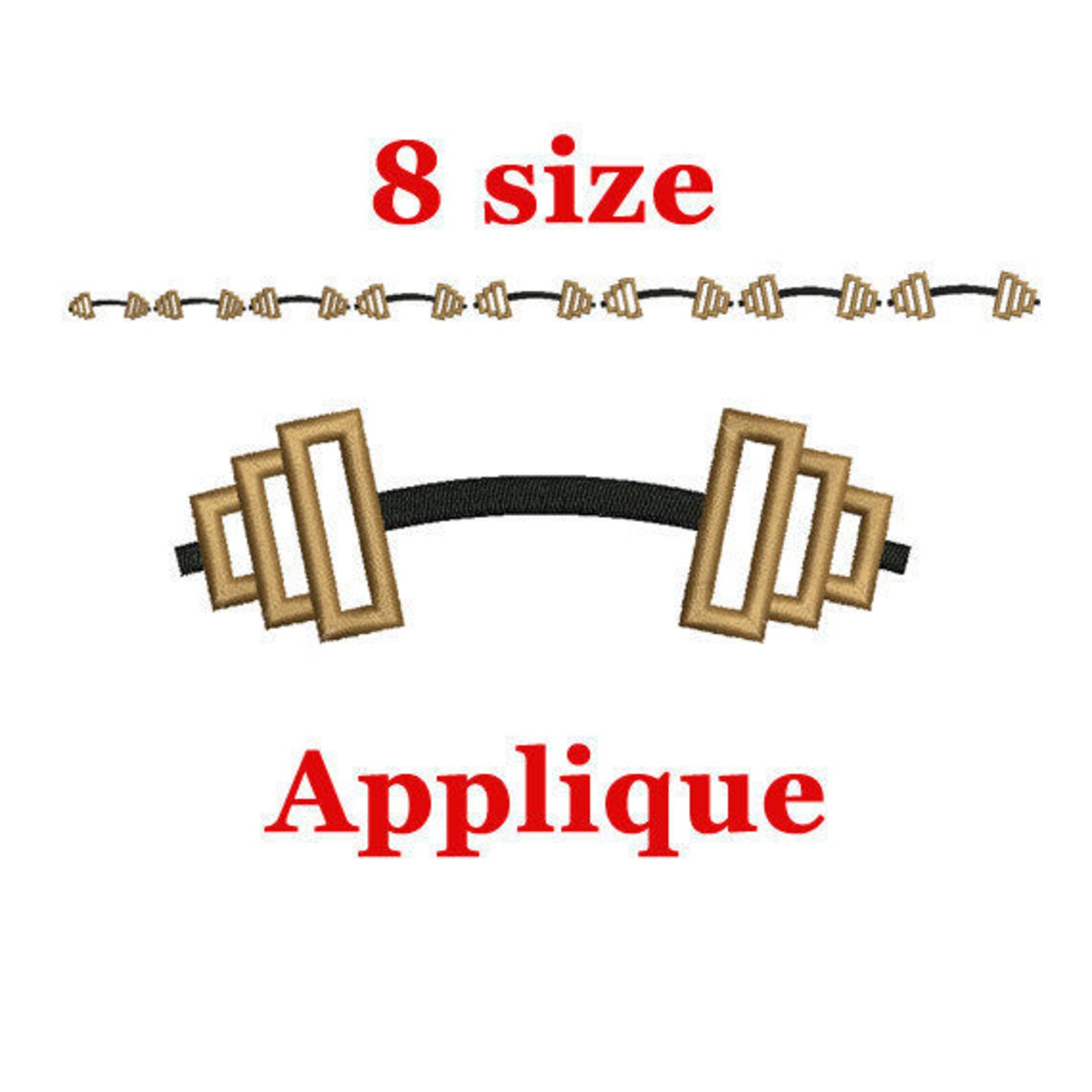 Barbell Embroidery Design. Barbell Applique Design. Machine - Etsy
