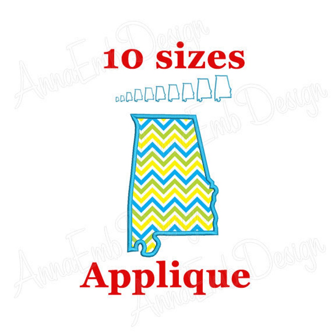 Alabama Applique Embroidery Design. Alabama State. Alabama Embroidery ...