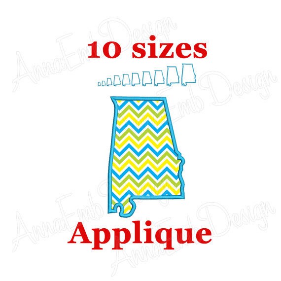 Alabama Applique Embroidery Design. Alabama State. Alabama - Etsy