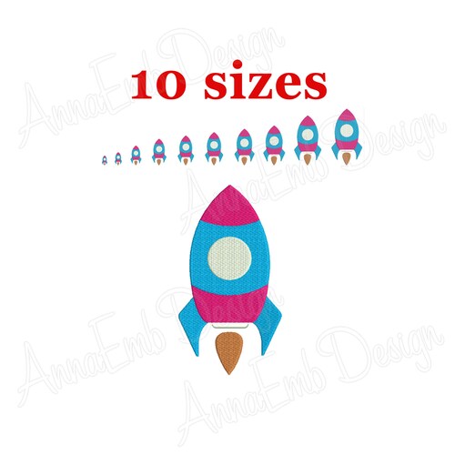 Rocket Embroidery Design. Rocket Mini. Machine Embroidery | Etsy