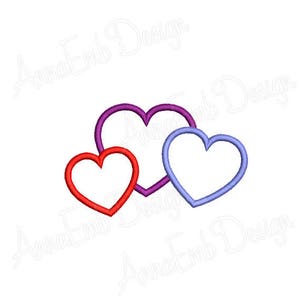 Three Hearts Applique Embroidery Design. Heart Applique Embroidery ...