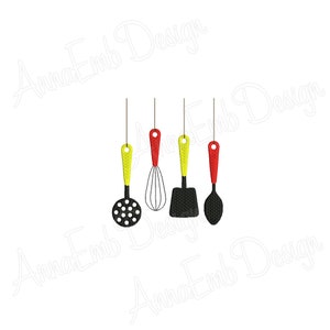 Kitchen Utensils Embroidery Design. Bakers Tools Embroidery Design ...