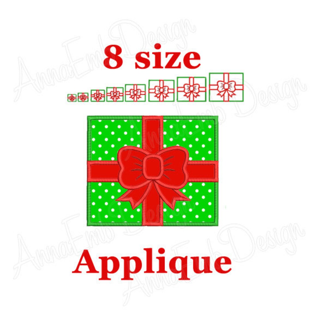 Gift Box Applique Embroidery Design. Christmas Gift Box. Mini Gift Box ...
