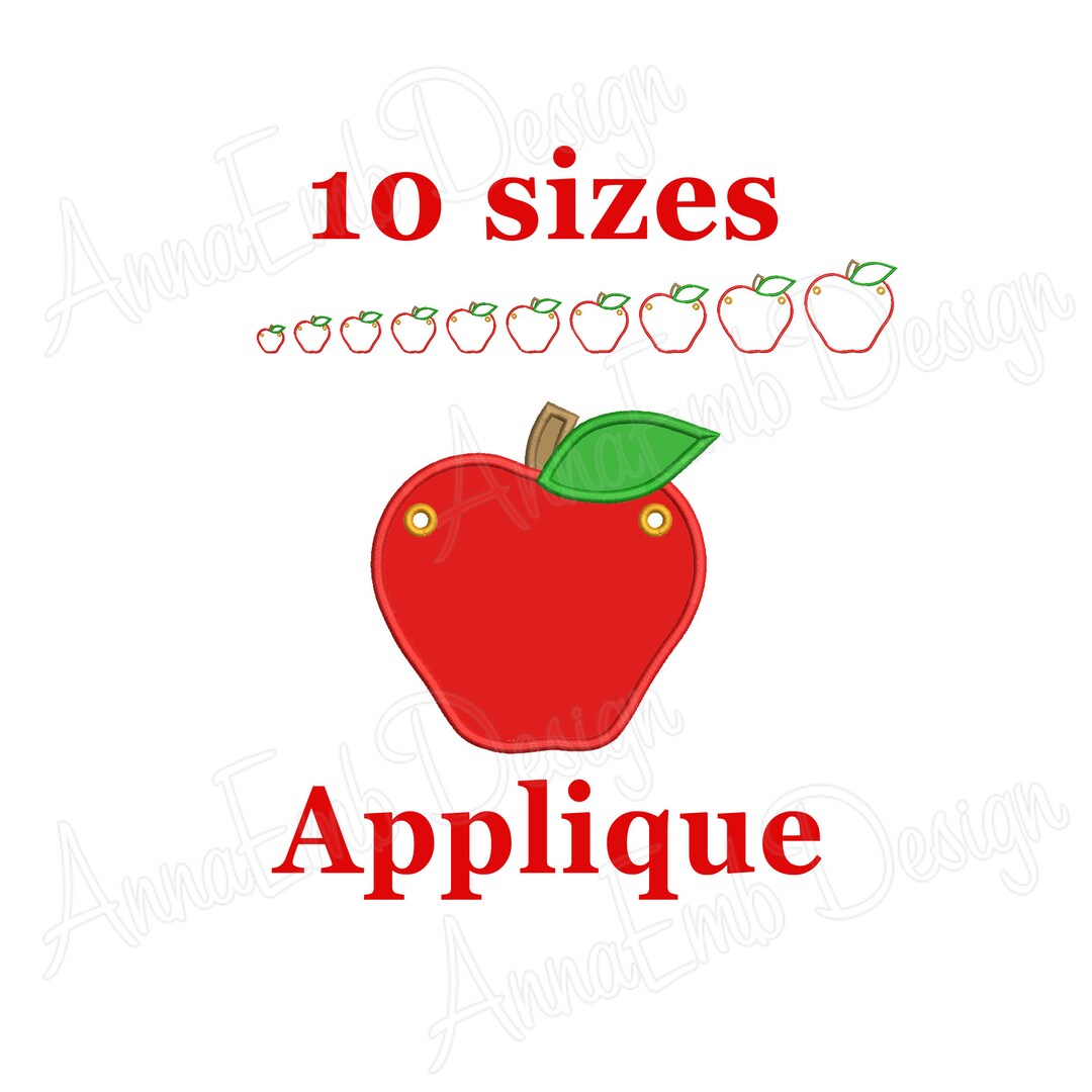 Apple Banner Embroidery Design. Fruit Applique. Back to School Apple ...