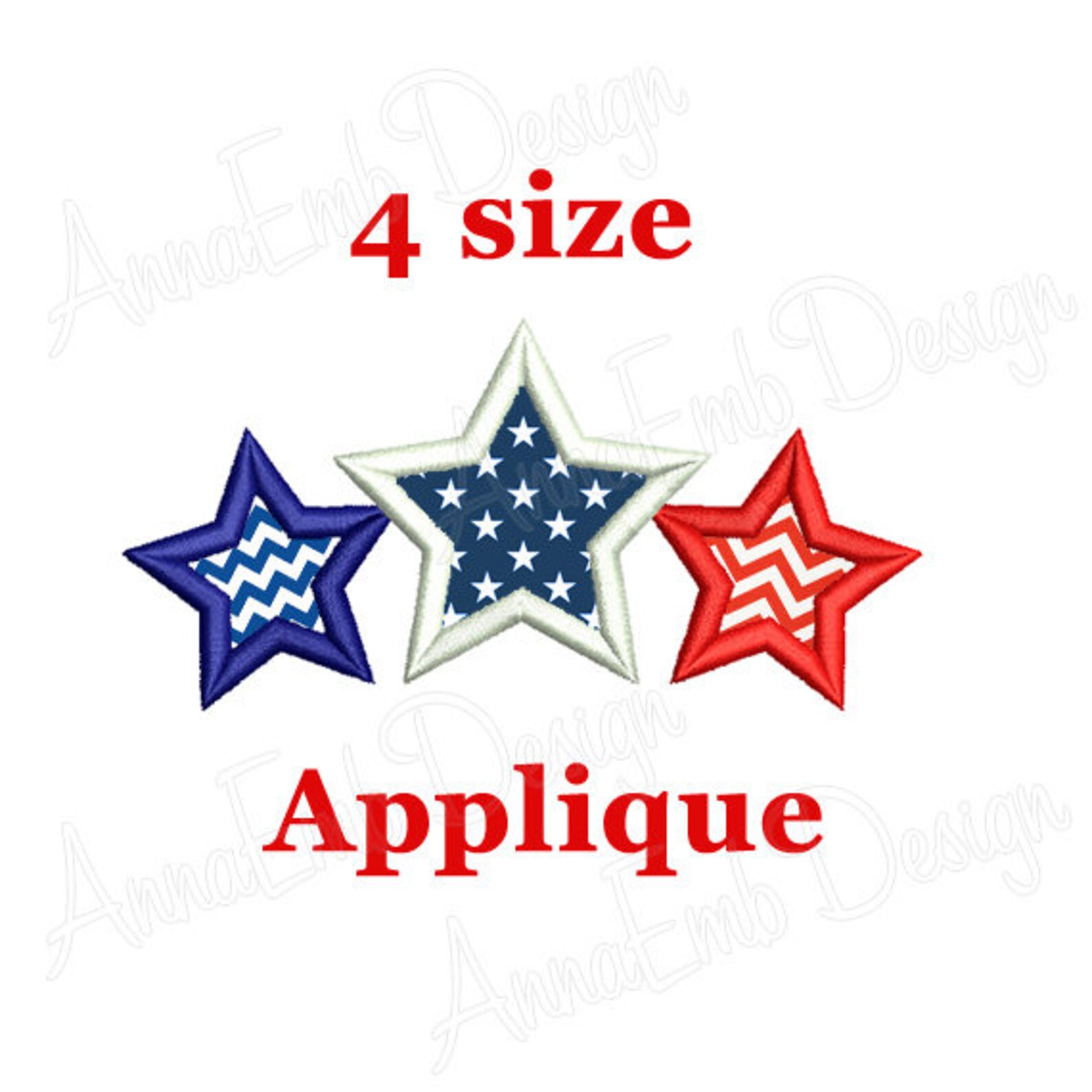 Star Trio Applique Embroidery Design. Patriotic Star - Etsy
