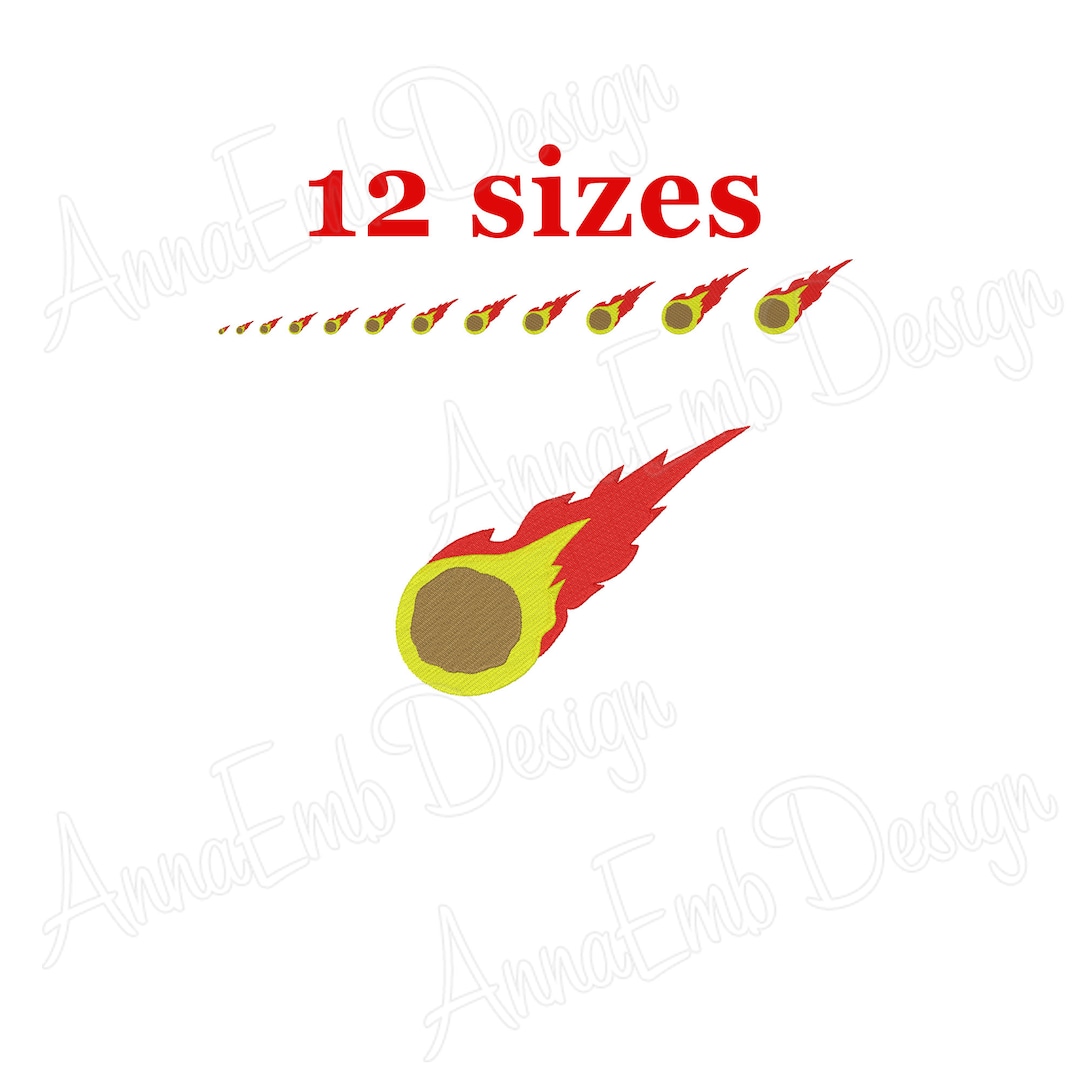 Comet Embroidery Design. Asteroid Embroidery Design. Shooting Star ...