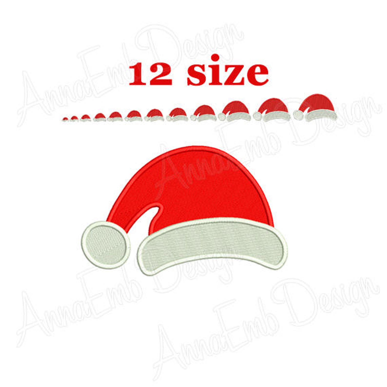 Santa Hat Embroidery Design. Santa Hat Silhouette. Mini Santa | Etsy