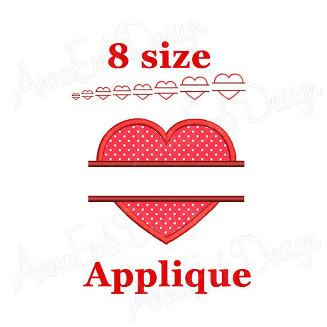 Split Heart Applique Embroidery Design. Heart Frame Embroidery ...