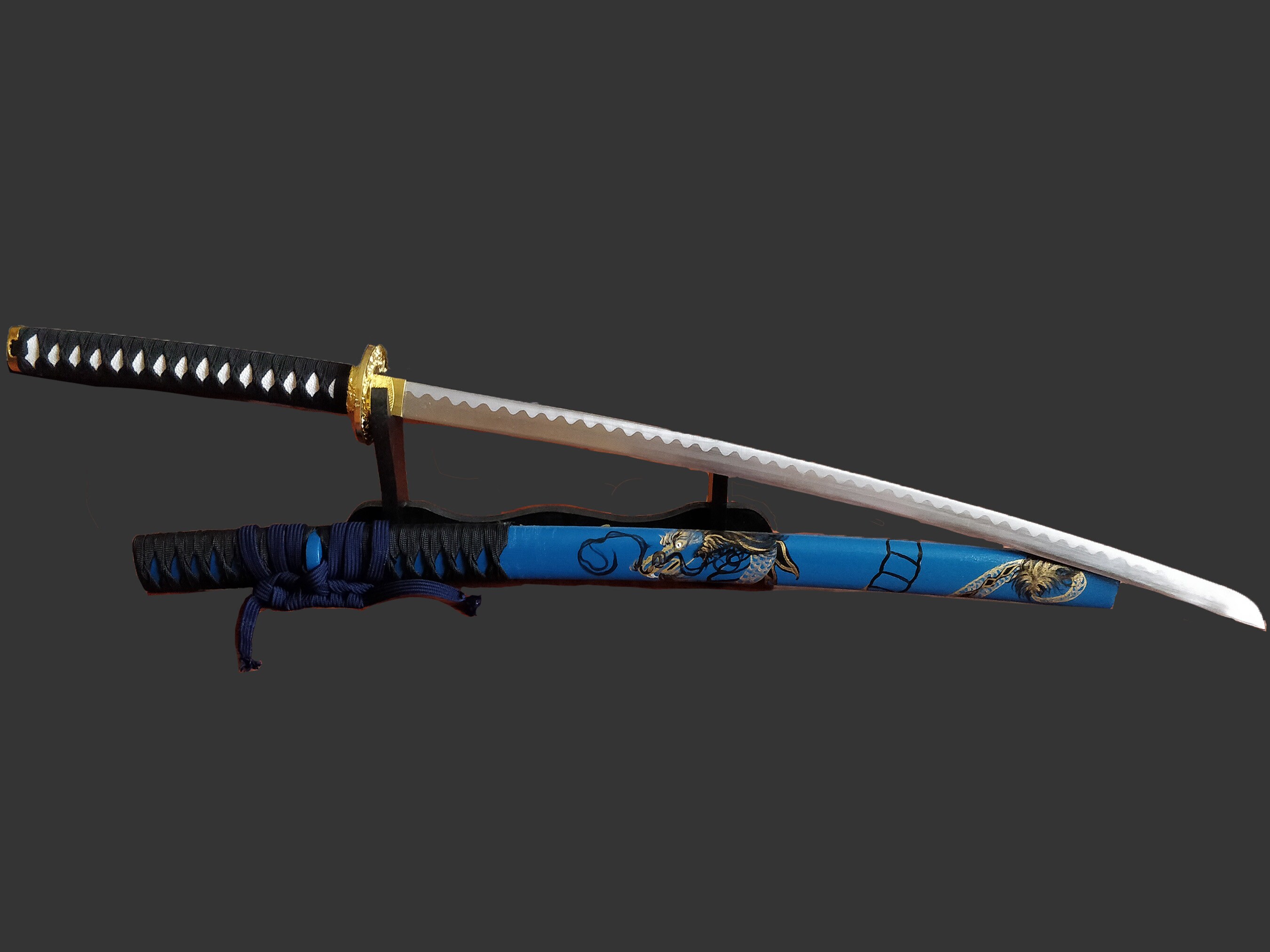 Hand Designed Blue Dragon Katana - Etsy