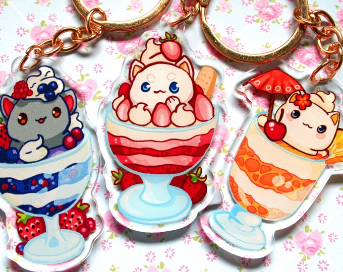 Purrfait Cat Cafe Mystery Charms, Kawaii Kitten Parfait Dessert ...