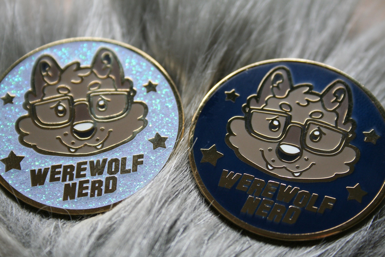 Werewolf Nerd Gold Enamel Pin Cute Nerdy Furry Wolf Blue | Etsy