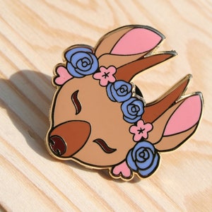 Deer Enamel Pin Floral Friends Gold Hard Enamel Lapel Pin With Flower ...