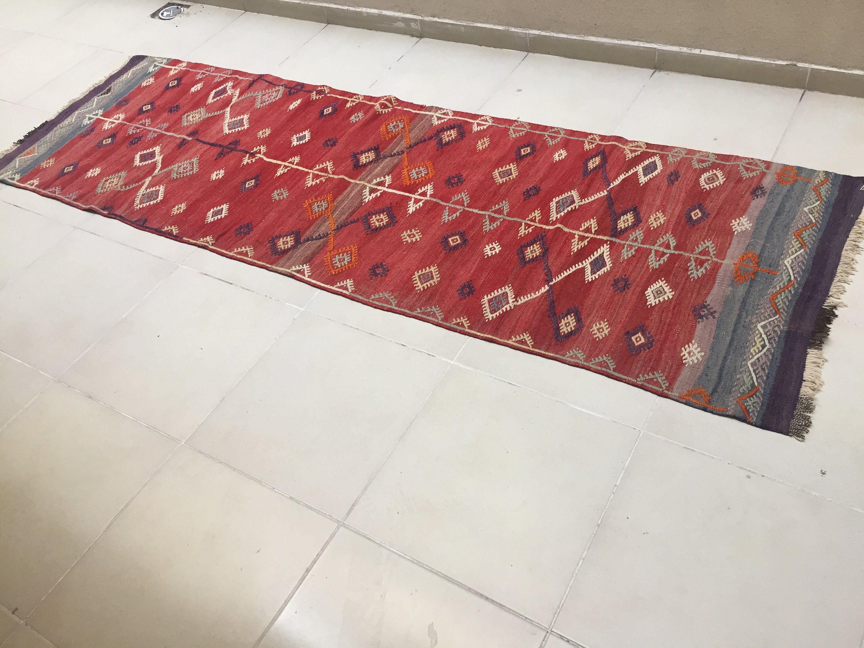 Red Kilim Rug 34x105 in 85x267 cm Anatolian handmade runner | Etsy