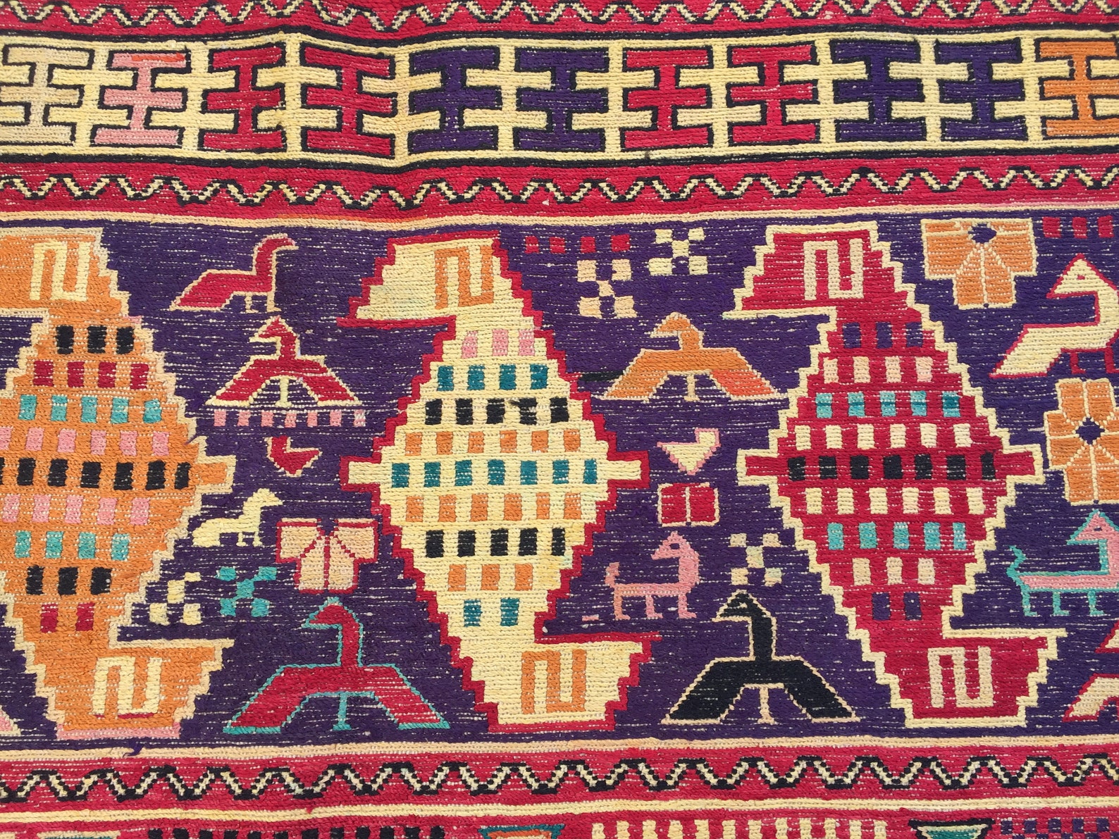 Silk Sumak Rug45x76 in 114x193 Cm Handwoven Anatolian Vintage - Etsy