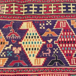 Silk Sumak Rug,45x76 in 114x193 Cm Handwoven Anatolian Vintage Sumac ...