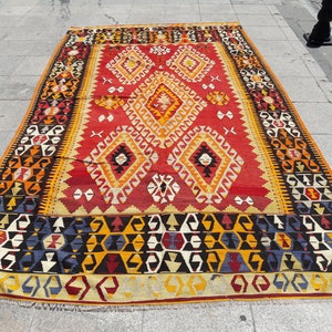 Hand-made Anatolian Vintage Tribal Area Kilim Rug, 73"×128" - Etsy