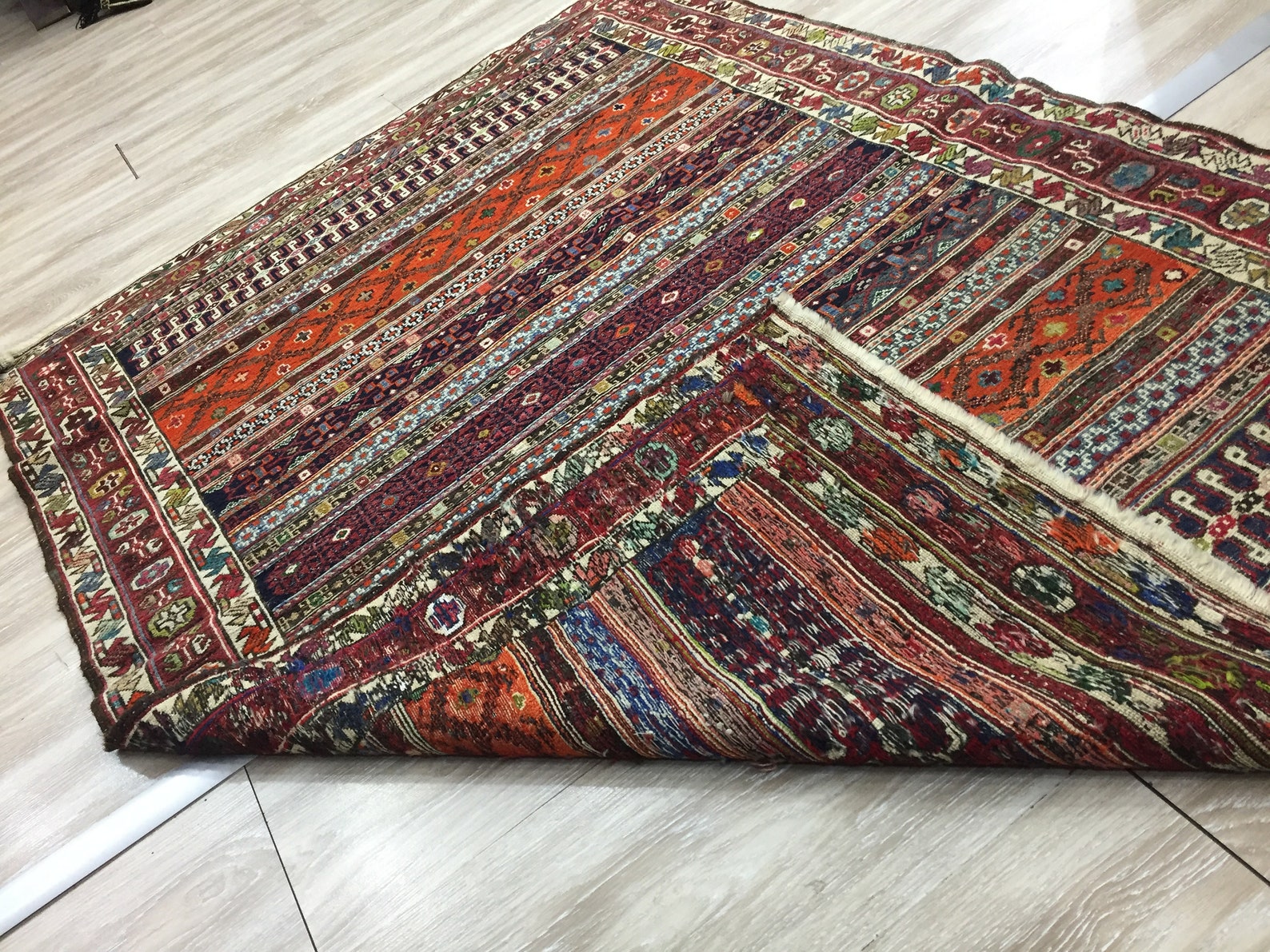 Wool Sumac Rug42x57 in 105x144 Cm Handwoven Anatolian Vintage | Etsy